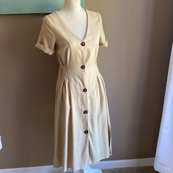 Kings Road | Dresses | Vintage Linen Blend Dress With Pockets Side ...
